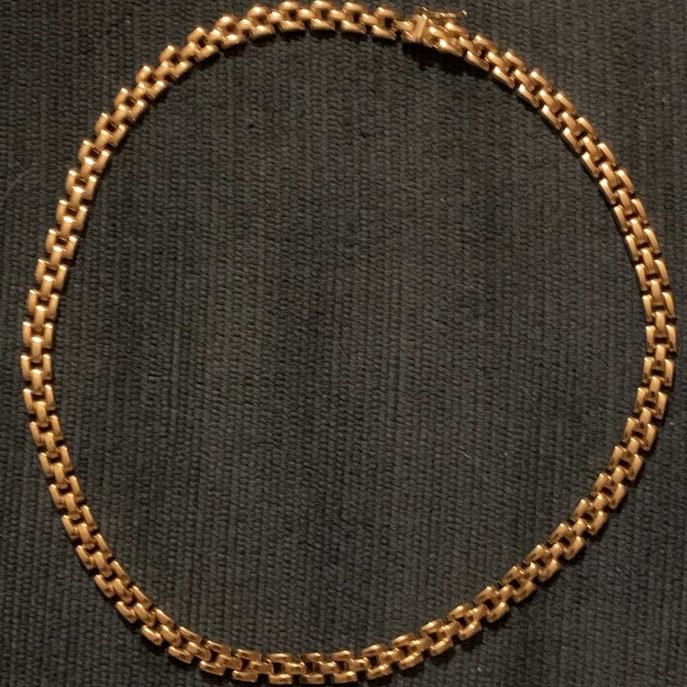 14k Solid Gold Panther Link Chain Necklace 16” Vintag… - Gem